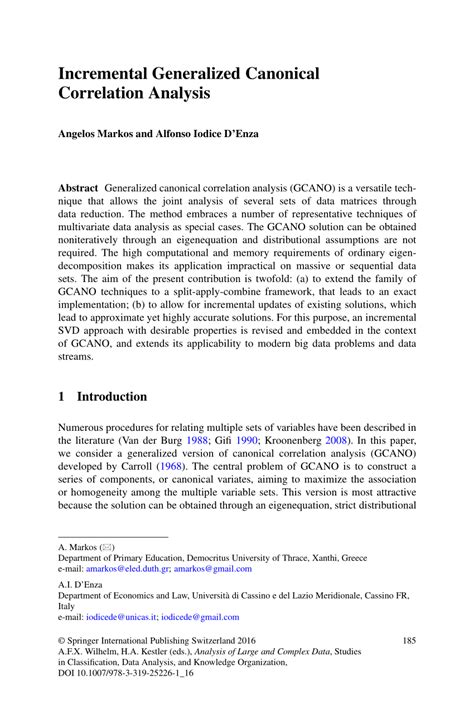 Pdf Incremental Generalized Canonical Correlation Analysis