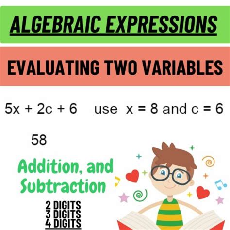 algebraic expressions evaluating two variables worksheets 2 3 4 terms