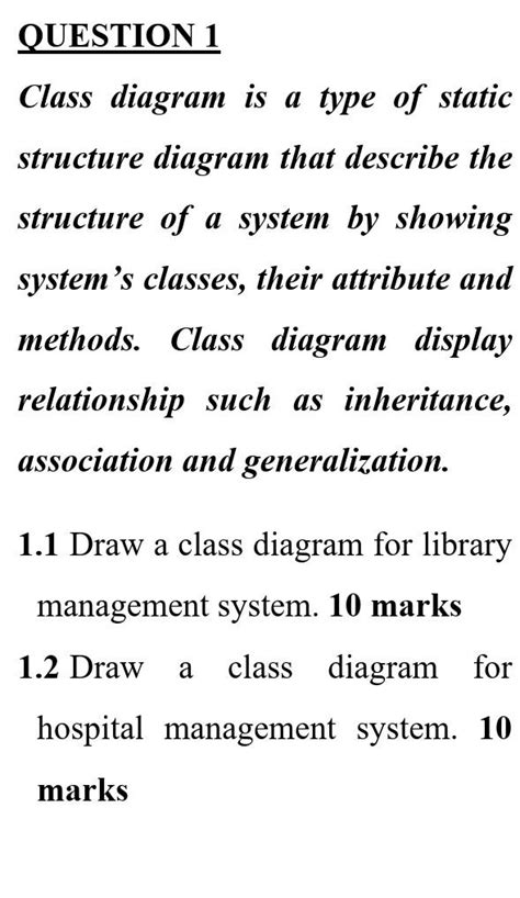 Solved QUESTION 1 Class Diagram Is A Type Of Static Chegg Com