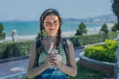 Recognition Of Female Face Biometric Verification And Identification Stock Image Image Of