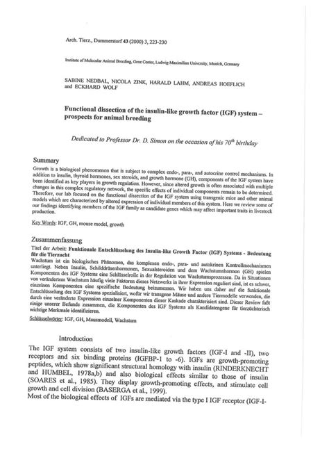 Pdf Functional Dissection Of The Insulin Like Growth Factor Igf