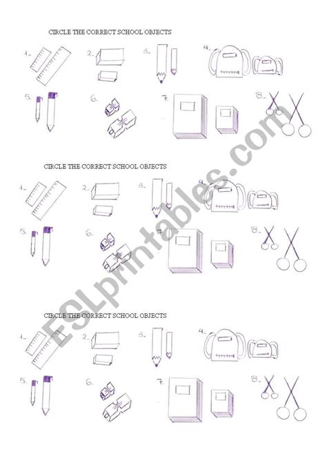 Circle The Correct School Object Esl Worksheet By Marcelo20
