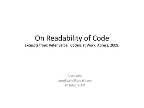 On Readability Of Code Ppt