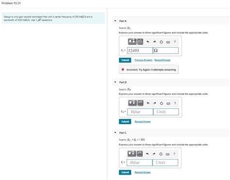 Solved Problem Design A Unity Gain Parallel Bandreject Chegg