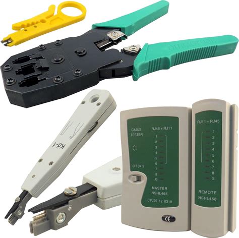Safekom Rj45 Crimping Tool Cable Tester Punch Down Tool Rj45 Rj11 Rj12 Cat5 Cat5e Cat6 Ca6e Cat7
