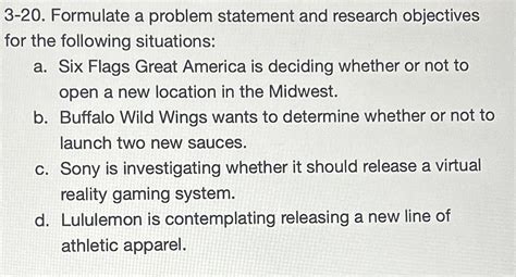 Solved 3 20 ﻿formulate A Problem Statement And Research