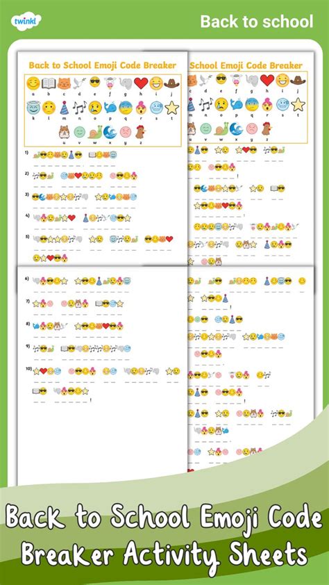Back To School Emoji Code Breaker Activity Sheets Emoji Codes Coding