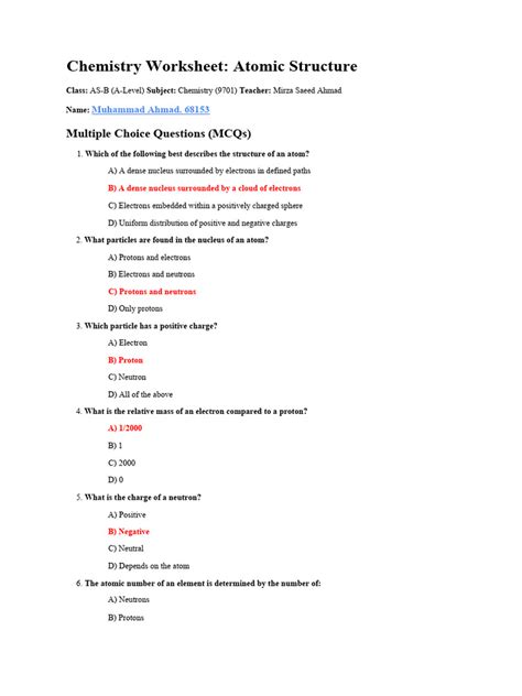 Ws U 1 Atomic Structure 111 114 Pdf Atomic Nucleus Atoms Ws U 1 Atomic Structure 111 114 Pdf Atomic Nucleus Atoms