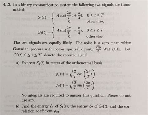 Solved In A Binary Communication System The Following Two