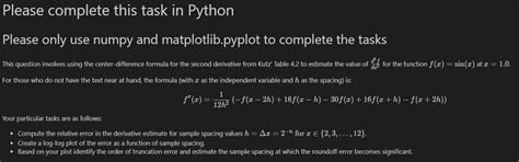 Solved Please Complete This Task In Python Please Only Use Numpy