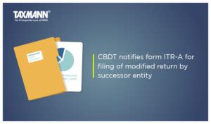 CBDT Notifies Form ITR A For Filing Of Modified Return By Successor Entity