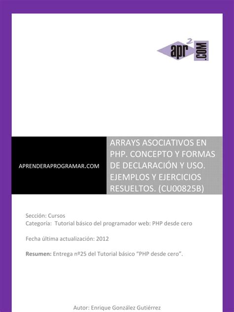 Cu00825b Arrays Asociativos Php Concepto Ejemplos Ejercicios Resueltos