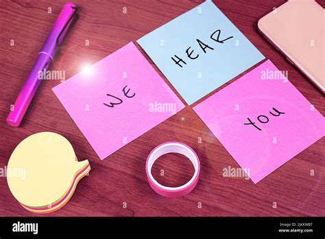 Writing Displaying Text We Hear You Word For Listening Intently