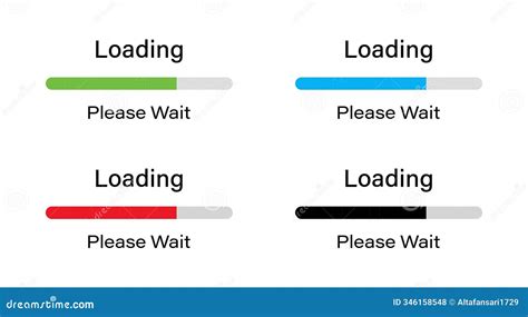Rounded Bar Loading Please Wait Symbol Icon Set In Four Different