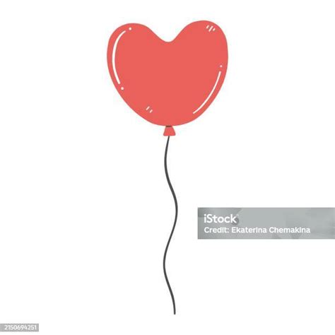 빨간 풍선 하트는 흰색 배경에 고립되어 있습니다 벡터 일러스트 레이 션입니다 귀여운에 대한 스톡 벡터 아트 및 기타 이미지 귀여운 그리기 단일 객체 Istock