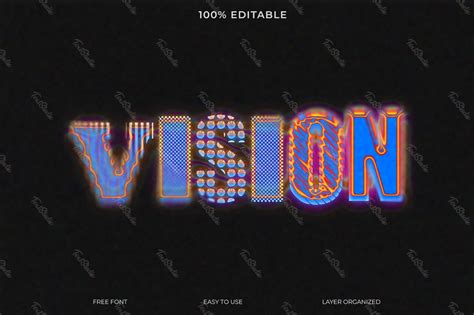 Vision Font Style Text Effect Free Photoshop Psd File