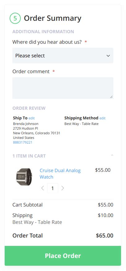 move checkout fields to order summary