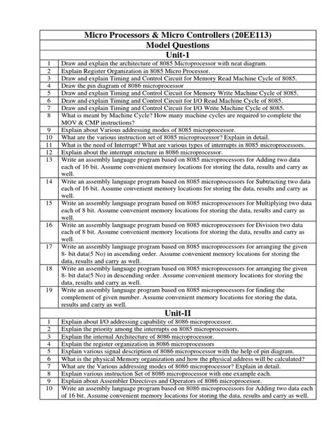 Mpmc Model Questions R 20 Pdf Microcontroller Assembly Language
