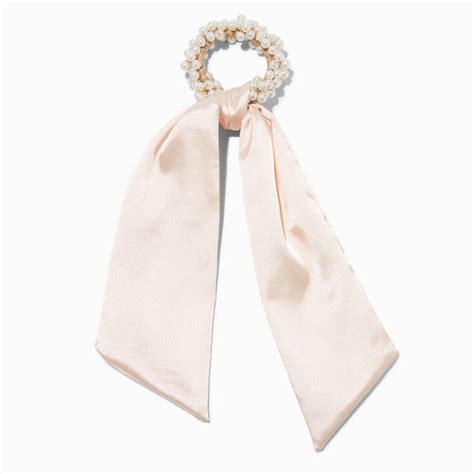 White Pearl Hair Scrunchie Scarf Claires Us