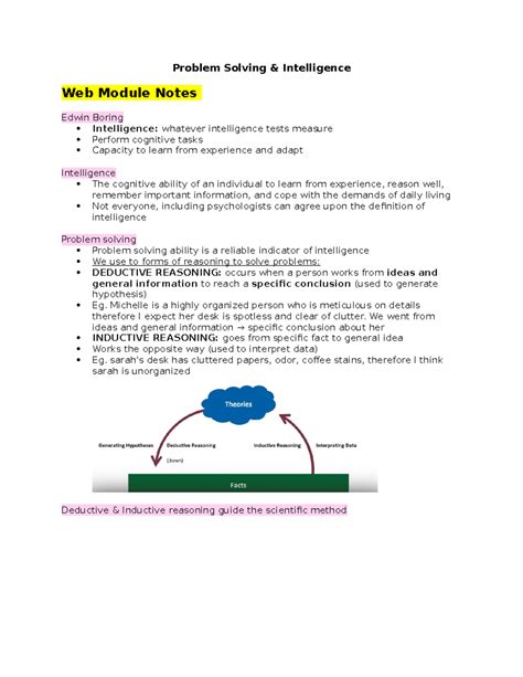 Problem Solving Notes Web Modukle Problem Solving And Intelligence Web Module Notes Edwin
