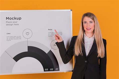 Premium PSD Happy Business Woman Woman Concept Mock Up