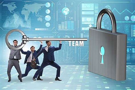 The Concept Of Teamwork With Businessmen Unlocking Lock Concept Of Teamwork With Businessmen
