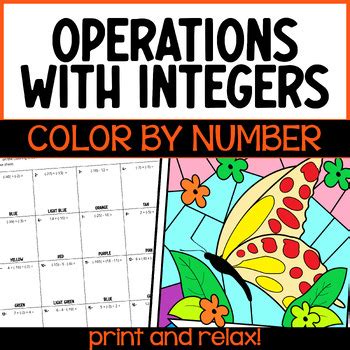 Operations With Integers Color By Number Integers Color By Number