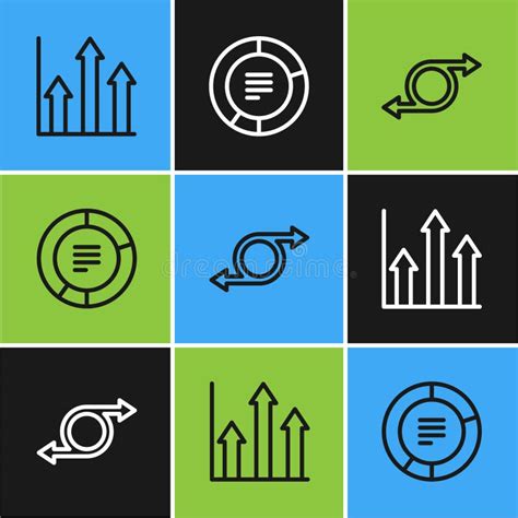 Set Line Pie Chart Infographic Arrow And Icon Vector Stock Vector Illustration Of Next Line