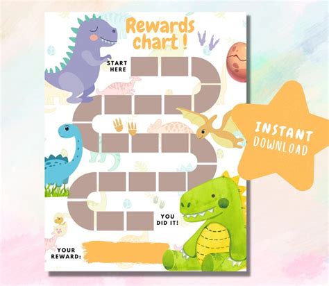 Printable Dino Reward Chart Dino Chart Daily Chore Chart Dinosaur Chore