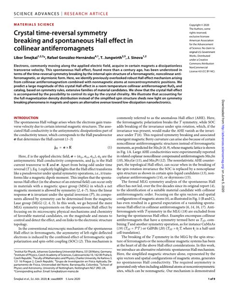 Pdf Crystal Time Reversal Symmetry Breaking And Spontaneous Hall Effect In Collinear