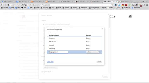 Blogger Magic Enabling Exceptions In Chrome