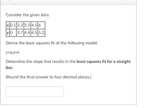 Consider The Given Data Derive The Least Squares Fit Chegg