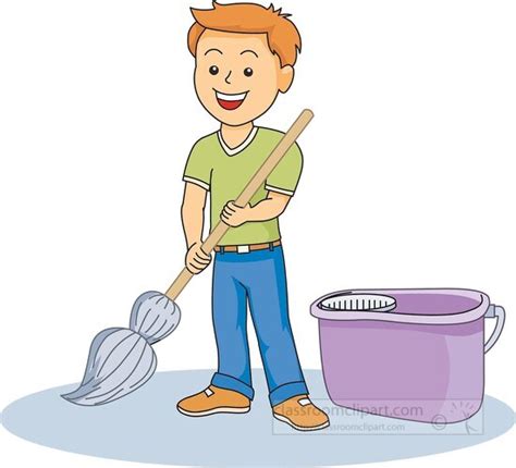 Boy Mopping Floor Clipart Classroom Clip Art