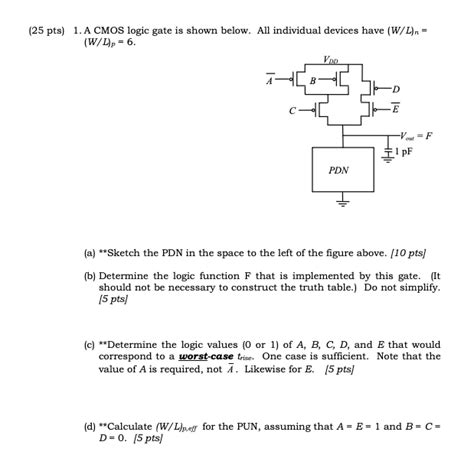 Solved Pts A CMOS Logic Gate Is Shown Below All Chegg