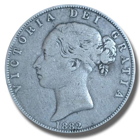 1882 United Kingdom Victoria Young Head Half Crown Silver Coin