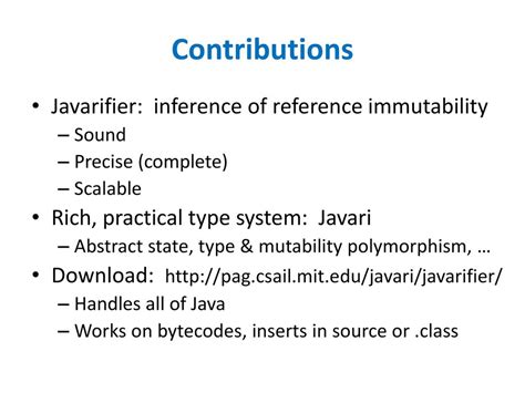 Javarifier Inference Of Reference Immutability Ppt Download