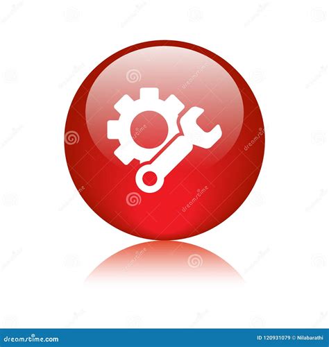 Settings Icon Web Button Red Stock Illustration Illustration Of Glossy Gear 120931079
