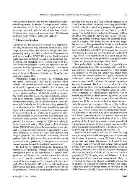 Ambulance Deployment And Shift Scheduling An Integrated Approach Pdf Motor Insurance Insurance