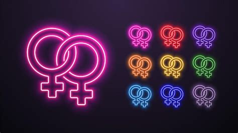 Premium Vector A Set Of Neon Lesbian Gender Icons In Colors Green Blue Red Purple Orange