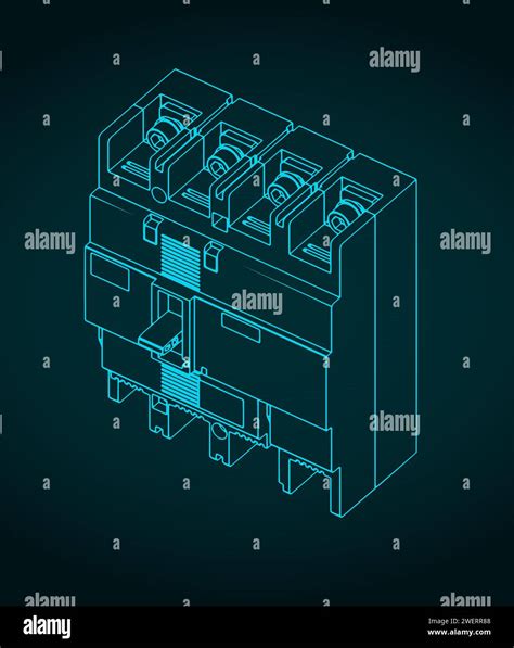 Stylized Vector Illustration Of Blueprint Of A Circuit Breaker Stock