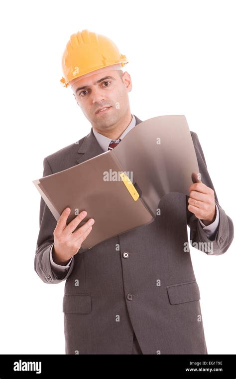 Engineer Posing Isolated Over White Background Stock Photo Alamy