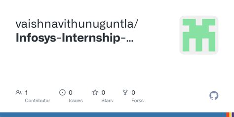 Github Vaishnavithunuguntlainfosys Internship Project