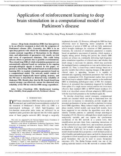 Pdf Application Of Reinforcement Learning To Deep Brain Stimulation