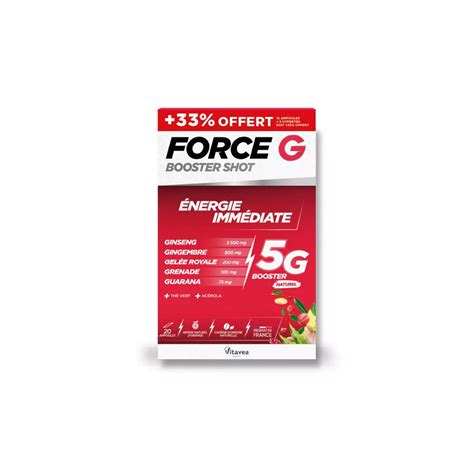 Vitavea Force G Booster Shot énergie Immédiate 20 Ampoules Pas Cher