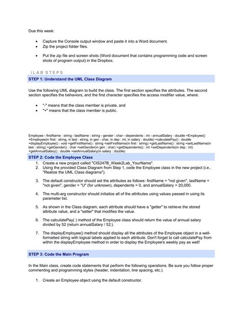 Cis I Lab Of Employee Class DOC