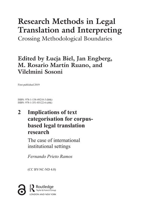 Pdf Implications Of Text Categorisation For Corpus Based Legal
