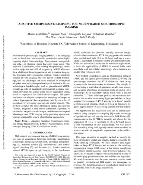 pdf adaptive compressive sampling for mid infrared spectroscopic imaging