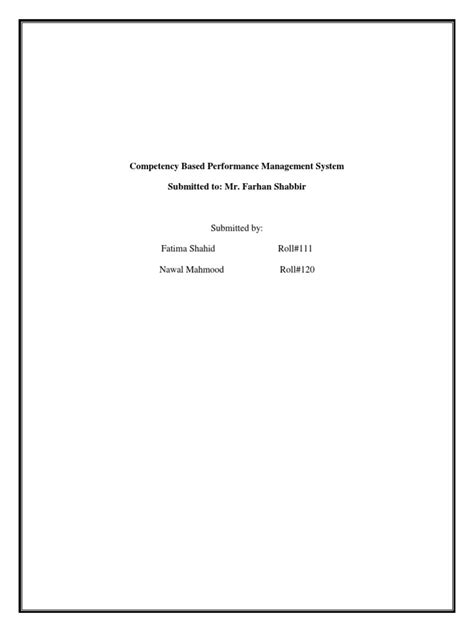 Competency Based Performance Management System Pdf