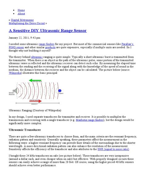 Ultrasonic Range Sensor Pdf Amplifier Oscillation