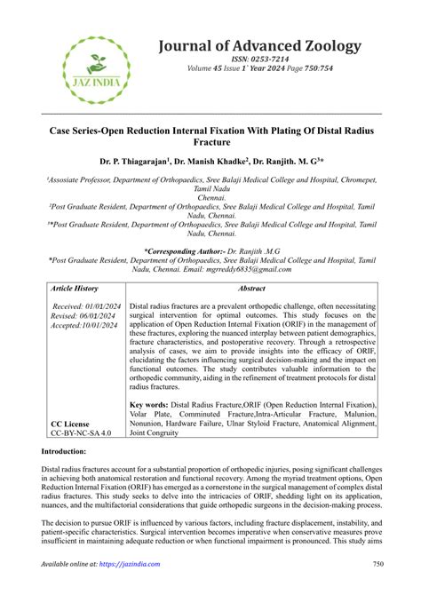 Pdf Case Series Open Reduction Internal Fixation With Plating Of Distal Radius Fracture